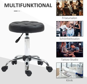 Vinsetto Roll Stool Výškově nastavitelná otočná pracovní stolička černá Ø35,5 cm, umělá kůže pro kancelář a salon 51-67 cm | Aosom.de