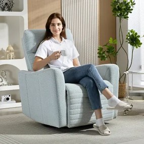 HOMCOM relaxační křeslo, nastavitelné křeslo s opěrkou nohou, otočné o 360°, sklopné, 82 x 90,5 x 101 cm, světle modro-šedé