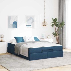 Rám postele s matrací 2 ks Modrá textil 3399493