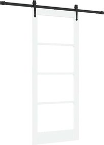 Posuvné dveře 83 x 202 cm Masivní borové dřevo a sklo Bílá 3332334