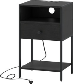 Costway Noční stolek s nabíjecí stanicí Průmyslový s otevřenou