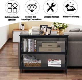 Costway Konzolový stolek průmyslový design s předsíň – 100 × 33 × 80 cm, černý
