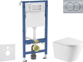 Geberit Duofix - Set předstěnové instalace, klozetu Nefia a sedátka softclose, tlačítko Delta01, matný chrom SANI11CA2108