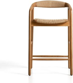Barová židle s područkami z dubového dřeva v přírodní barvě (výška sedáku 65 cm) Derile – Kave Home