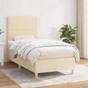 vidaXL Box spring postel s matrací 90x190 cm textil [3142222] Barva: krémová