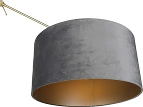 Moderní stojací lampa zlatý sametový stín šedý 50 cm - Editor