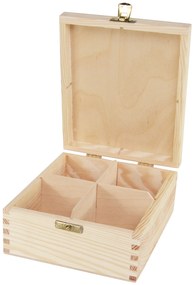 Dřevěná krabička na čaj s čtyřmi přihrádkami a zapínáním II.