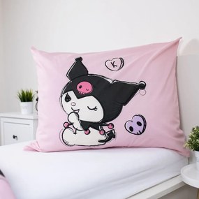 Růžové bavlněné dětské povlečení na jednolůžko 140x200 cm Hello Kitty "Kuromi" – Jerry Fabrics