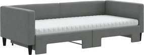 Válenda s přistýlkou a matracemi tmavě šedá 90 x 190 cm textil 3196607