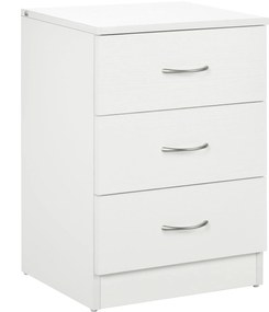 HOMCOM Moderní noční stolek se 3 zásuvkami pro obývací pokoj a ložnici, nosnost 50 kg, 40x35x58 cm, bílý | Aosom