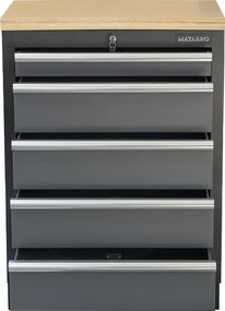 Dílenská skříňka s dřevěnou pracovní deskou | 5 šuplíků | 680x465x950 mm Matabro SET-CA01060