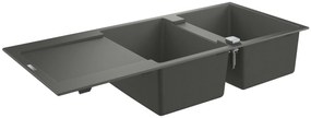 Grohe - Kompozitní dřez K500 s automatickým odtokem, 116x50 cm, granitová černá 31647AP0