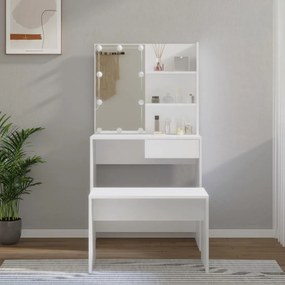 Toaletní stolek sada s LED bílý kompozitní dřevo 3114107