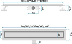 Rea Pure Neox, odtokový žlab 70cm, černá matná, REA-G6602
