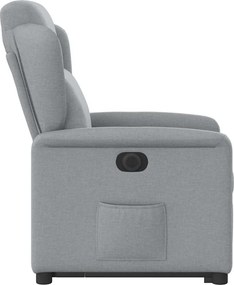 Elektrické zvedací polohovací křeslo světle šedé textil 3303154
