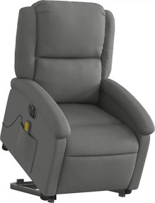 Elektrické zvedací masážní polohovací křeslo tmavě šedé textil 3204201