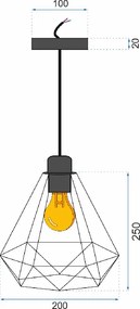 Toolight - Závěsná lampa kovová 392197, zlatá, OSW-09680