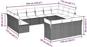 13dílná zahradní sedací souprava s poduškami hnědá polyratan 3218453
