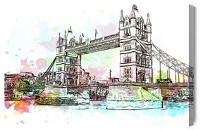 Obraz Tower Bridge Malovaný Akvarelem Nedostatek Nedostatek Plátno Canvas 120x80