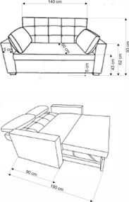 Rozkládací pohovka Ace, dvojsedák, béžová