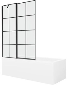 Mexen Cubik obdélníková vana 150 x 70 cm s pláštěm 1-křídlovou zástěnou 120 cm, Černý vzor - 550315070X9412117077