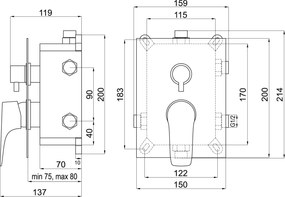 Novaservis Titania Nice Podomítková baterie s boxem 3 vývody, NICE, chrom, BOX97051RX,0