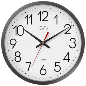 JVD Šedé nástěnné nástěnné netikající kulaté hodiny JVD HP614.3