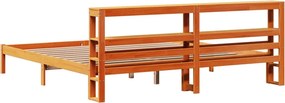 Rám postele s čelem voskově hnědý 200x200 cm masivní borovice 3305744