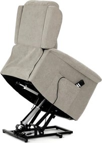 Relaxační křeslo s elektrickým ovládáním, pomoc při vstávání, potah lanýžová látka, 2 motory (82 x 98) cm