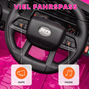 AIYAPLAY Elektrické auto pro děti 3+ let, bateriově poháněné 12V s dálkovým ovládáním, nastavitelnou rychlostí, USB, reflektory a klaksonem, růžové f…
