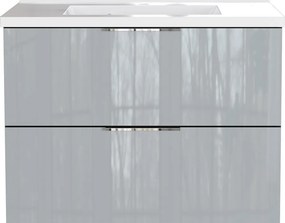 Šedá lesklá závěsná skříňka pod umyvadlo 81x61 cm Celano – Germania