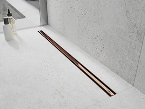 Mexen Flat 360° Slim otočný liniový odtok 50 cm, růžové zlato - 1641050