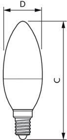 LED žárovka E14 PILA B35 FR 3W (25W) teplá bílá (2700K), svíčka