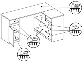 Rohový psací stůl Carlos, dub artisan/grafit