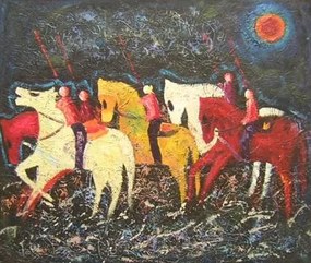 Noční pochod koní - 60 x 90 cm