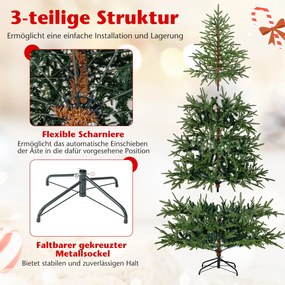 Costway 180 cm Umělý vánoční stromeček s 250 Vícebarevná LED světla Umělý