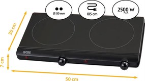 First Austria FA 5096-9 - vařič, dvouplotýnkový, 2500 W, sklokeramika