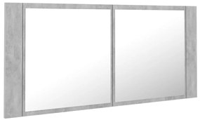 vidaXL Marketos LED koupelnová skříňka se zrcadlem betonově šedá 100x12x45 cm