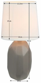 Keramická stolní lampa, šedohnědá taupe, QENNY TYP 3