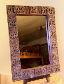 Zrcadlo Indie s kovovými figurálními dekoracemi