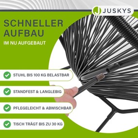 Juskys Balkonový set Ostana, 3 díly Barva: černá