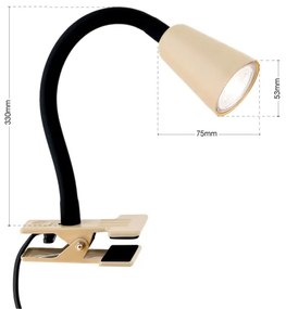 Orion - Flexibilní stolní lampa s klipem DOTTY 1xGU10/10W/230V béžová/černá