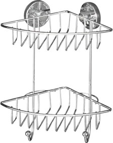 Rohová koupelnová police BARI, Vacuum-Loc, 2 úrovně – chromovaná ocel, WENKO