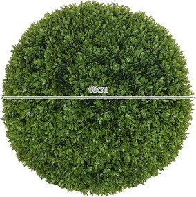 HOMCOM Sada 2 umělých koulí z buxusu 40 cm, UV ochrana, dekorace pro domov, zahradu, svatbu, tmavě zelená