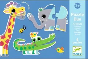 DJECO Puzzle Duo Pohyblivé zvířátka / 6x2 dílků / od 2 let