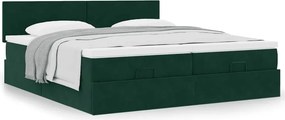 Osmanský rám postele s matrací tmavě zelená 200x200cm samet 3312065
