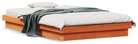 Rám postele s LED voskově hnědý 140 x 200 cm masivní borovice - Default Title