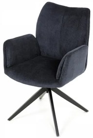Jídelní židle modrá látka otočný mechanismus 180° černý kov HC-993 BLUE2
