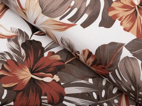 Biante Bavlněný povlak na polštář Sandra SA-441 Hnědo-cihlové květy a listy monstery 40 x 60 cm