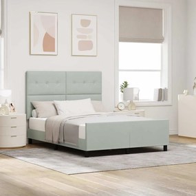 Postel s boxspringem s čelo Světle šedá 140 x 200 cm samet 3344945